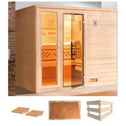 Weka Sauna &raquo;Bergen 3&laquo; ohne Ofen beige ohne Ofen, (ohne Ofen)