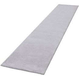 Paco Home L&auml;ufer &raquo;Rabbit 780&laquo; rechteckig 26 mm H&ouml;he Kunstfell, Kaninchenfell-Haptik, ein echter Kuschelteppich, Uni-Farben grau Polyester B : 80cm 1 Stk., 26mm,