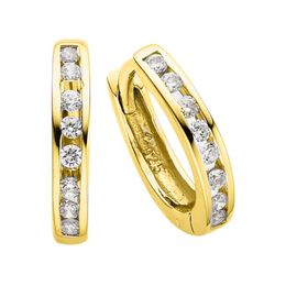 Bruno Banani Damen Paar Creolen &raquo;Schmuck Geschenk Silber 925 Ohrschmuck Ohrringe&laquo; mit Zirkonia (synth.) gold 13,5mm, Silber 925 (Sterlingsilber)