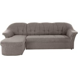 DOMO collection Ecksofa &raquo;Pegnitz, elegante R&uuml;ckensteppung, komfortabel, Breite 238cm, L-Form&laquo; wahlweise mit Bettfunktion grau 100% Polyester B/H/T: 