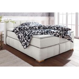 Home Affaire Boxspringbett &raquo;Chelles&laquo; inkl. Kaltschaumtopper, in 5 Breiten und 3 Matratzenarten beige Samtoptik (100% Polyester);Bezug der 