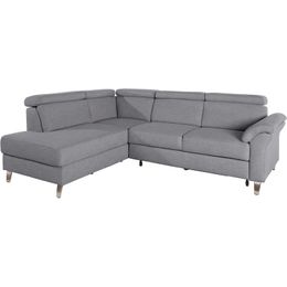 Sit & More sit&more Ecksofa &raquo;Arngast L-Form&laquo; inklusive Kopfteilverstellung und Federkern grau B/H/T: 245cm x 84cm x 194cm, Struktur, Ottomane links,mit 