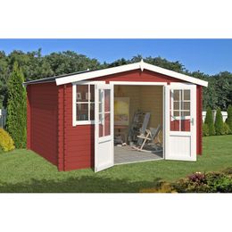 Lasita Maja Gartenhaus &raquo;Dallas&laquo; Blockbohlenhaus 28mm rot Massivholz ohne Fu&szlig;boden, ohne Dacheindeckung