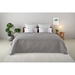 OTTO home Tagesdecke &raquo;Tesso&laquo; unifarben mit grafischem Muster grau Polyester B/L: 140cm x 210cm