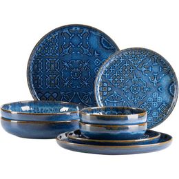 M&auml;ser M&Auml;SER Kombiservice &raquo;Geschirr-Set, Service Traditional Tiles&laquo; kunstvolle Ornamente, 8 Teile, f&uuml;r 2 Personen blau Steinzeug 8 Stk.