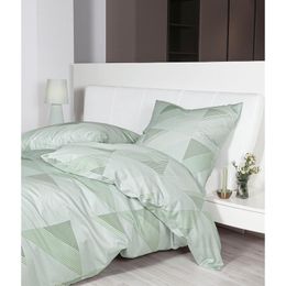 Janine Bettw&auml;sche &raquo;J. D.&laquo; 2 Stk. mit Reissverschluss gr&uuml;n Mako-Satin, Obermaterial: 100% Baumwolle B/L: 155cm x 220cm, 1 Stk., 1 Stk., Mako-Satin, B/L: 80cm 