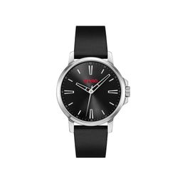 Hugo Herren Hugo Quarzuhr &raquo;#SMOOTH&laquo; Armbanduhr, Herrenuhr, Lederarmband, analog schwarz Einheitsgr&ouml;&szlig;e