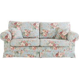 OTTO home 3-Sitzer &raquo;Shadmoor&laquo; Hussenoptik, in uni oder mit Blumendruck blau 60% Polyester / 40% Baumwolle B/H/T: 210cm x 102cm x 92cm, Webstoff PRINT