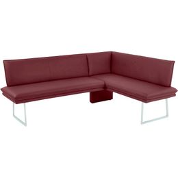 K+w Komfort & Wohnen K+W Komfort & Wohnen Eckbank mit Sattlernaht und schmaler Kufe, langer Schenkel rechts oder links rot B/H/T: 86cm x 60cm, Leder Longlife BRONCO, 