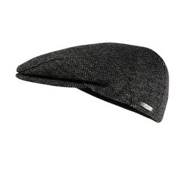 Capo Herren CAPO Schieberm&uuml;tze mit Schirm, hoher Wollanteil, Fischgrat-Muster, gef&uuml;ttert grau L/XL