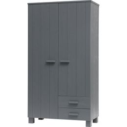 Woood Garderobenschrank &raquo;Dennis FSC -Kiefernholz geb&uuml;rstet lackiert, H 202 x B 111 x T 55 cm&laquo; Mit Wasserlack gespritzt, Wandbefestigung empfohlen, 