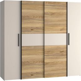 FORTE Kleiderschrank &raquo;Kalixtus, Made in Europe&laquo; B/H/T ca. 200x190x60 cm, 2 Schiebet&uuml;ren, 2 Dreht&uuml;ren, 8 Einlegeb&ouml;den, Kombination aus Dreh- und 