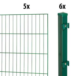 GARDEN 'N' MORE Einstabmattenzaun &raquo;Standard&laquo; 5 Elemente f&uuml;r 10 m, LxH: 200 x 175 cm, mit 6 Pfosten gr&uuml;n Kunststoff, Stahl H/L: 175cm x 10m, Pfosten: 6