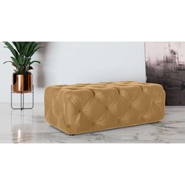 Home Affaire Polsterhocker &raquo;FOLLINA&laquo; Polsterhocker mit klassischer Chesterfield-Knopfheftung gold 100% Polyester B/H/T: 130cm x 39cm x 65cm, 