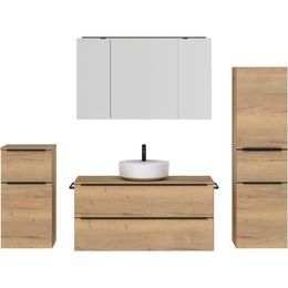 Nobilia Badm&ouml;bel-Set &raquo;Alvene&laquo; vormontiert, mit Soft-Close, 4 Stk. tlg. braun B/H/T: 230cmcm x 184,2cmcm x 48,5cmcm, Griffe schwarz
