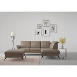 Sit & More sit&more Ecksofa &raquo;Fashion L-Form&laquo; wahlweise mit Kopfteilverstellung und Vorziehsitz, motorisch grau B/H/T: 250cm x 84cm x 207cm, Luxus-Microfasermit 