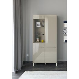 set one by Musterring Standvitrine &raquo;Reno&laquo; 1 Stk. tlg. Mit Vierkantfu&szlig; in diversen Farben, 197 cm H&ouml;he & Farbauswahl beige Glas, Holzwerkstoff 