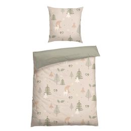 Schiesser Wendebettw&auml;sche &raquo;Uma aus weicher Baumwolle im Nordic-Look&laquo; 2 Stk. Made in Green beige Feinbiber, Obermaterial: 100% Baumwolle B/L: 135cm x 200cm, 1 