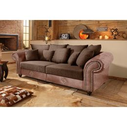 Home Affaire Big-Sofa &raquo;King George Mega Sofa, viel Platz, Federkern&laquo; braun Korpus aus Luxus-Microfaser in Vintage-Optik (100% Polyester), Sitzfl&auml;che 