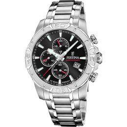 Festina Herren Chronograph &raquo;Timeless Chronograph&laquo; Quarzuhr, Armbanduhr, Herrenuhr, Edelstahlarmband, analog, Tag silber Einheitsgr&ouml;&szlig;e