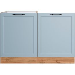 KOCHSTATION Sp&uuml;lenschrank &raquo;KS-Lana&laquo; Breite 120 cm blau Holzwerkstoff, MDF wotaneiche, B/H/T: 120cm x 82cm x 60cm, T&uuml;ren: 1 Stk.