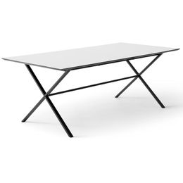 Esstisch &raquo;Meza Designtisch mit Auszugsfunktion und 2 Einlegeplatten&laquo; rechteckige Tischplatte MDF, gekreuztes Metallgestell wei&szlig; Tischplatte: Wei&szlig; 