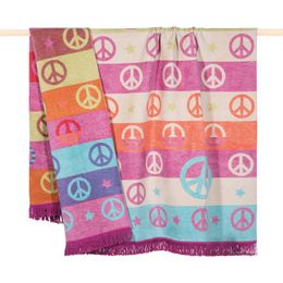 Pad Wohndecke &raquo;PEACE&laquo; Made in Europe, Wendefunktion, gestreift, mit Fransen, 150x200 cm lila Mischgewebe B/L: 150cm x 200cm