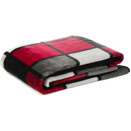 G&ouml;zze Wohndecke &raquo;Antigua&laquo; mit modernem Karo, Kuscheldecke, 150x200 cm rot Polyester B/L: 150cm x 200cm