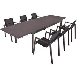 Garden Pleasure Garten-Essgruppe &raquo;NEREA&laquo; 7 Stk. tlg. grau Aluminium Einheitsgr&ouml;&szlig;e
