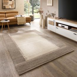 Theko Wollteppich &raquo;Origin Loop 5&laquo; rechteckig 10 mm H&ouml;he handgetuftet, reine Schurwolle, Unifarben, mit Bord&uuml;re beige Schurwolle B : 200cm 1 Stk., 10mm