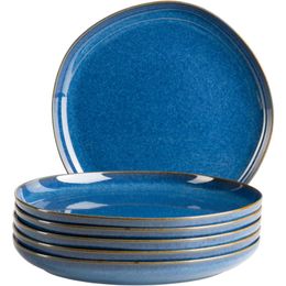 M&auml;ser M&Auml;SER Speiseteller &raquo;Cordelia, Teller Set aus Steinzeug&laquo; Geschirr-Set blau Steinzeug 27cm