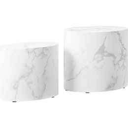 Salesfever Couchtisch &raquo;Almeria - Stilvoller Wohnzimmer- und Beistelltisch&laquo; Set, 2er Set, 2 Stk. tlg. Eleganter Chic mit marmoriertem Charme wei&szlig; B/H/T
