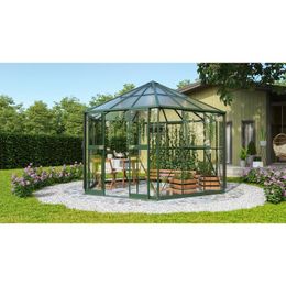 Vitavia Gew&auml;chshaus &raquo;Pi 9000, mit Stahlfundamentrahmen&laquo; Alu-Profile,3 mm Sicherheitsglas, Dach 6 mm Hohlkammerplatten gr&uuml;n B/H/T: 336cm x 283,7cm x 383,3cm
