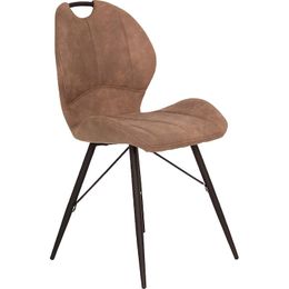 Hela 4-Fu&szlig;stuhl &raquo;Kate S&laquo; (Set) 2 Stk. braun Metall, Polyester, Stoff B/H/T: 50cm x 86cm x 56cm, 2 Stk., 2er Set,Vintage Schlamm