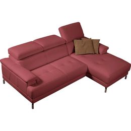 Egoitaliano Ecksofa &raquo;Soul, Design und Sitzkomfort auf hohem Niveau, tolle Details, L-Form&laquo; mit Recamiere, inkl. Kopfteilverstellung rot Leder &raquo;BULL&laquo; (echtes 