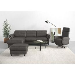 Sit & More sit&more Ecksofa &raquo;Grenoble L-Form mit Federkern&laquo; wahlweise mit Schlaffunktion, Bettkasten, Arm- und Kopfteilverstellung grau B/H/T: 251cm x 85cm x 