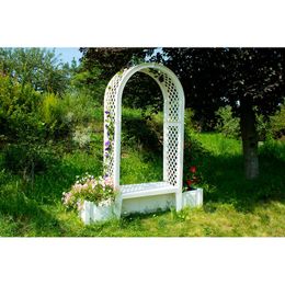 KHW Gartenbank &raquo;Br&uuml;ssel&laquo; mit Rosenbogen und zwei Pflanzk&auml;sten, wei&szlig; wei&szlig; Kunststoff B/H/T: 174cm x 207cm x 49cm