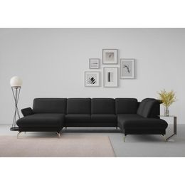 Sit & More sit&more Wohnlandschaft &raquo;Fashion U-Form&laquo; wahlweise mit Kopfteilverstellung, Vorziehsitz, motorisch, Nickelf&uuml;&szlig;e schwarz B/H/T: 338cm x 84cm x 207cm, 