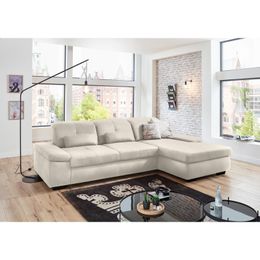 Die PlanBar Ecksofa &raquo;MP-IN16012 L-Form, mit Federkern-Polsterung&laquo; inkl. Sitztiefenverstellung, wahlweise mit weiteren Funktionen beige 85% Polyester;
