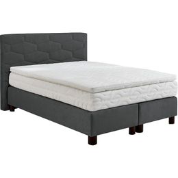 Westfalia Schlafkomfort Boxspringbett wahlweise mit Topper grau Bezug: 100% Polyester Microvelours Kaltschaum-Topper, Liegefl&auml;che B/L: 140cm x 200cm, Gewicht bis: 100 kg H3, 