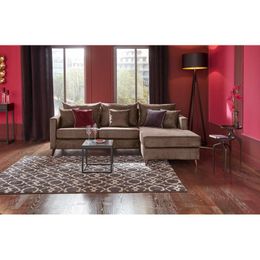Home Affaire Ecksofa &raquo;Renesse L-Form&laquo; lose Kissen, Keder an Sitzkissen grau Samtvelours 100% Polyester;Luxus-Microfaser ALTARA NUBUCK (100% Polyester)