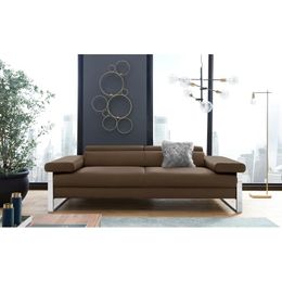 W.Schillig 2-Sitzer &raquo;finn&laquo; German Design Award 2016, Fu&szlig;gestell Chrom gl&auml;nzend, Breite 230 cm braun Flachgewebe S22 (100% Polyester);Stoff S37 (100% 