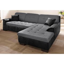 Home Affaire Ecksofa &raquo;BERGEN 267x178 cm, elegantes Design&laquo; whlw. mit Bettfunktion L-Form silber MELROSE /Struktur (100% Polyester);MELROSE (100% 