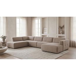 OTTO home Wohnlandschaft &raquo;Kelani&laquo; mit dekorativer Knopfsteppung an den Armlehnen beige 100% Polyester B/H/T: 384cm x 73cm x 227cm, Webstoff fein, 