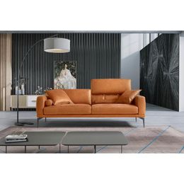 Egoitaliano 2,5-Sitzer &raquo;Masu, Designsofa mit erstklassigem Sitzkomfort, Breite 218cm&laquo; inkl. 2 Kissenrollen, R&uuml;ckenelemente manuell verstellbar, Metallf&uuml;&szlig;e rot 