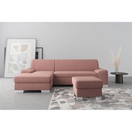 DOMO collection Ecksofa &raquo;Anzio L-Form, whlw. Bettfunktion, Federkern, hochwertig, Breite 271 cm&laquo; Mit Bettfunktion, Recamiere links, Samtoptik, malve 