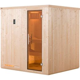 Weka Sauna &raquo;Halmstad&laquo; Set, 7,5 kW Bio-Ofen mit digitaler Steuerung beige Bio-Ofen, externe Steuerung, 7,5 kW