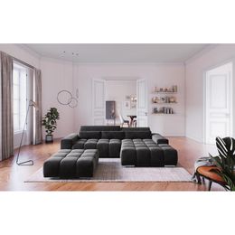 COTTA Ecksofa &raquo;Orion L-Form, B: 307 cm, moderne Steppung, bequeme Wellenunterfederung&laquo; 2x Kopfteilverstellung & 3 Nierenkissen 100% Polyester B/H/T: 