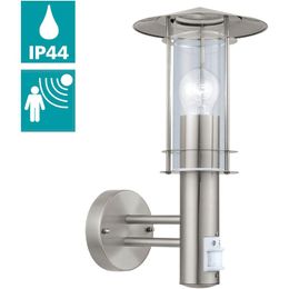 Eglo Wandleuchte &raquo;LISIO Wandlampe, Edelstahl und Glas, E27, IP44, Au&szlig;enlampe, Lampe&laquo; E27 1 Stk. Wandleuchte, Terasse, L17,5 x H36 x AL22,5cm, 