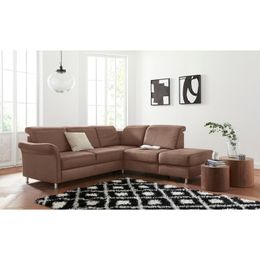 Sit & More sit&more Ecksofa &raquo;Darwin L-Form&laquo; inklusive Federkern, wahlweise mit Kopfteilverstellung, Schlaffunktion braun B/H/T: 249cm x 83cm x 221cm, Flachgewebe